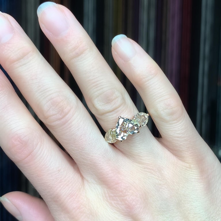 18K Rose Gold 2 Carat Heart shape and 2,88 carat rose-cut Diamond ...