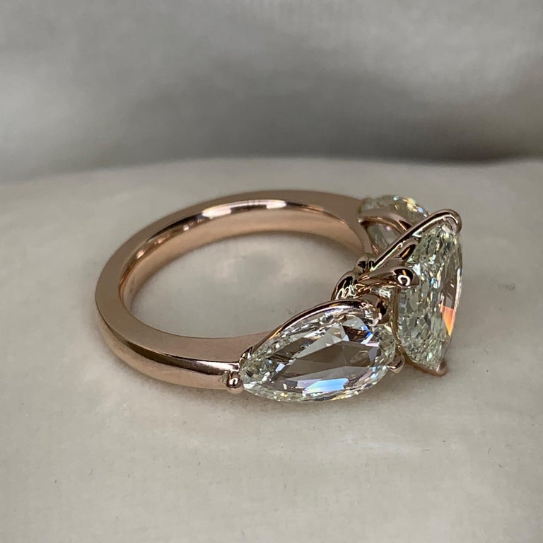 18K Rose Gold 2 Carat Heart shape and 2,88 carat rose-cut Diamond ...