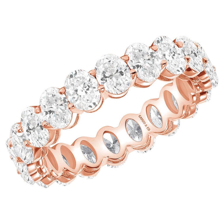 Customizable 18k Rose Gold 2 Carat Natural Oval Cut Diamond Eternity Band For Sale at 1stDibs