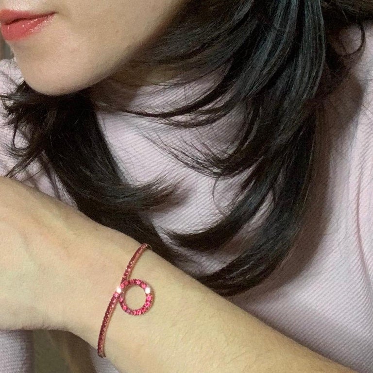 18 Karat Rose Gold 2,14 Carat Pigeon's Blood Ruby Arm Cuff For Sale at ...