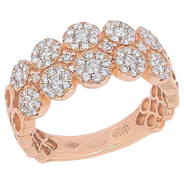 Customizable 18k Rose Gold and Diamonds Band Ring For Sale at 1stDibs