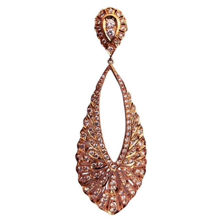 18k Rose Gold and Diamonds Teardrop Earrings For Sale at 1stDibs