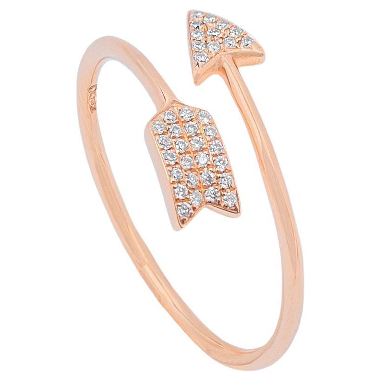 Customizable 18k Rose Gold Arrow Ring with White Diamonds For Sale at ...
