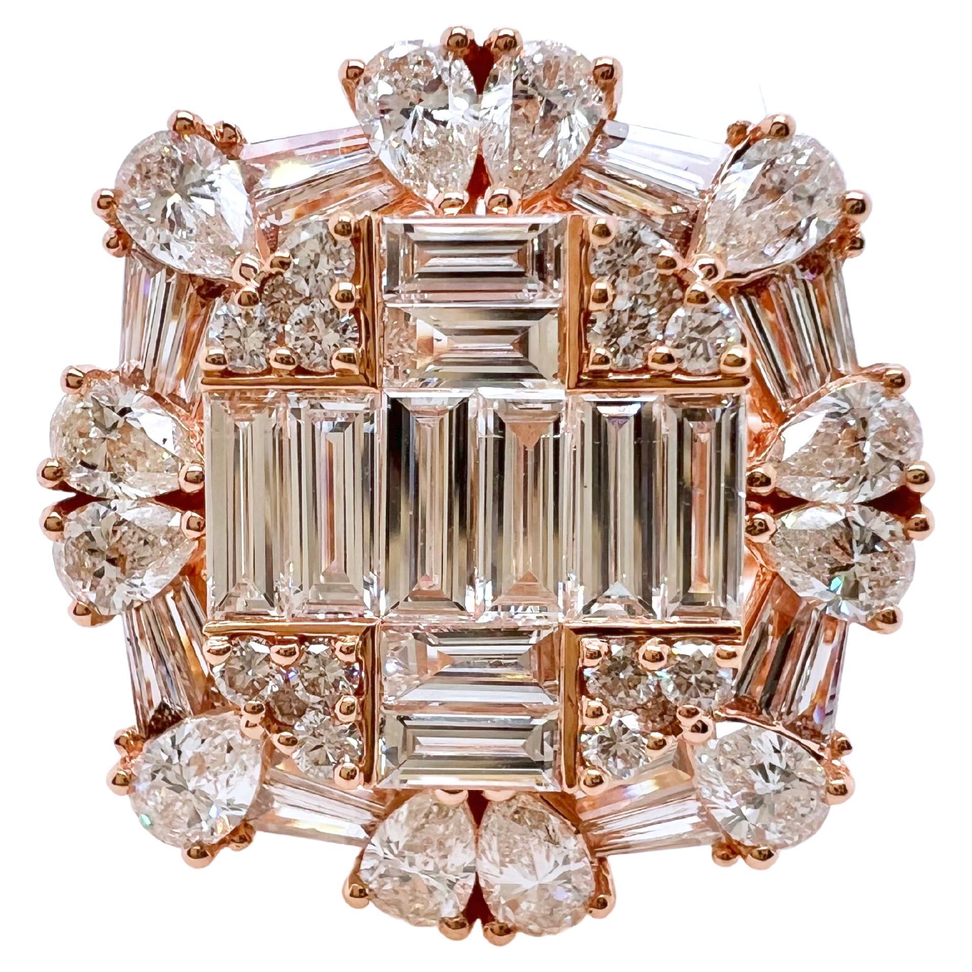 18k White Gold Baguette, Round, Pear Shape Diamond Ring Band For Sale ...