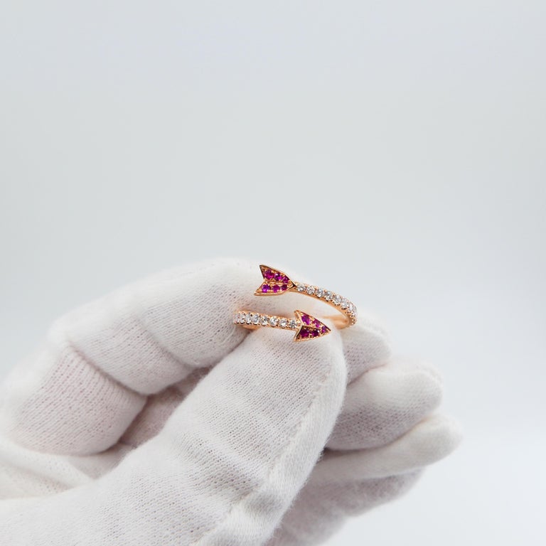18 Karat Rose Gold Burma Red Rubies and Diamond Band Ring, Cupid's ...