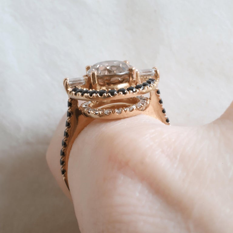 18k Rose Gold Certified 4.25ct Brown Zircon and Canadian Diamond Double ...