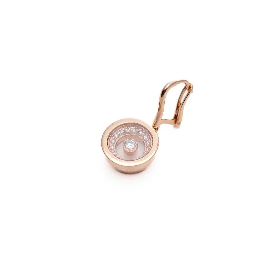 18K Rose Gold Chopard Happy Diamonds Collection Earrings For Sale at ...