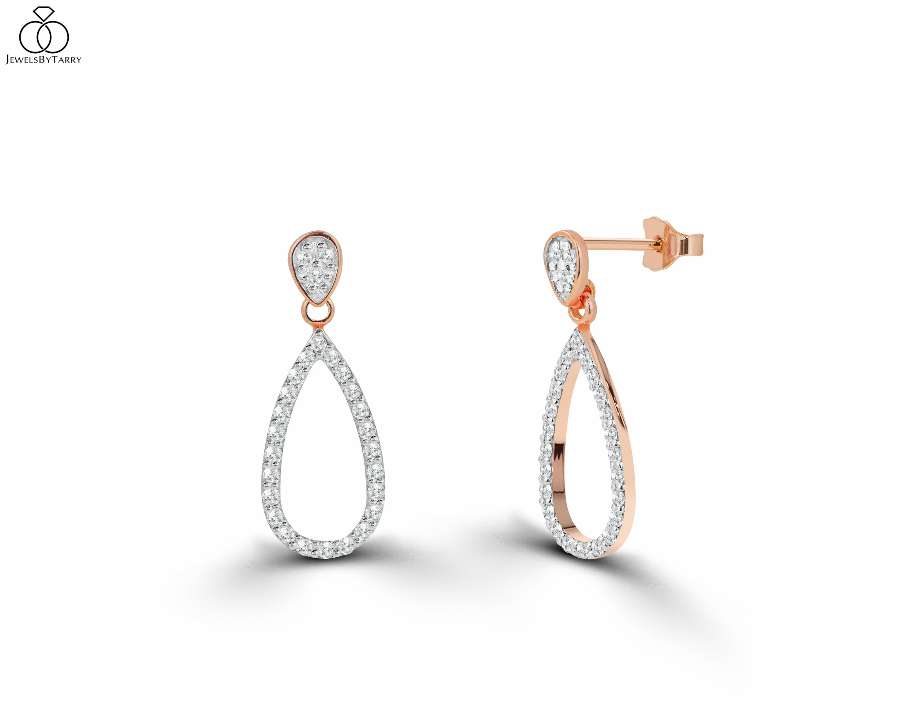18k Rose Gold and Diamonds Teardrop Earrings For Sale at 1stDibs