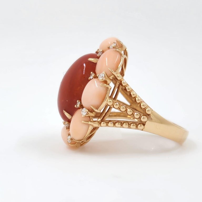18K Rose Gold Coral Ring For Sale at 1stDibs