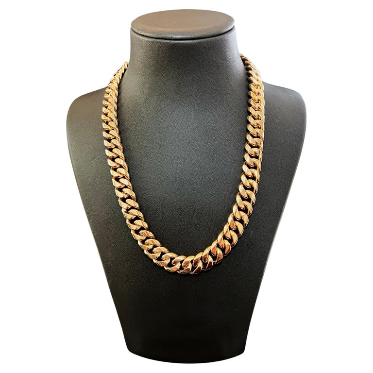 18k Rose Gold Cuban Link Necklace For Sale at 1stDibs