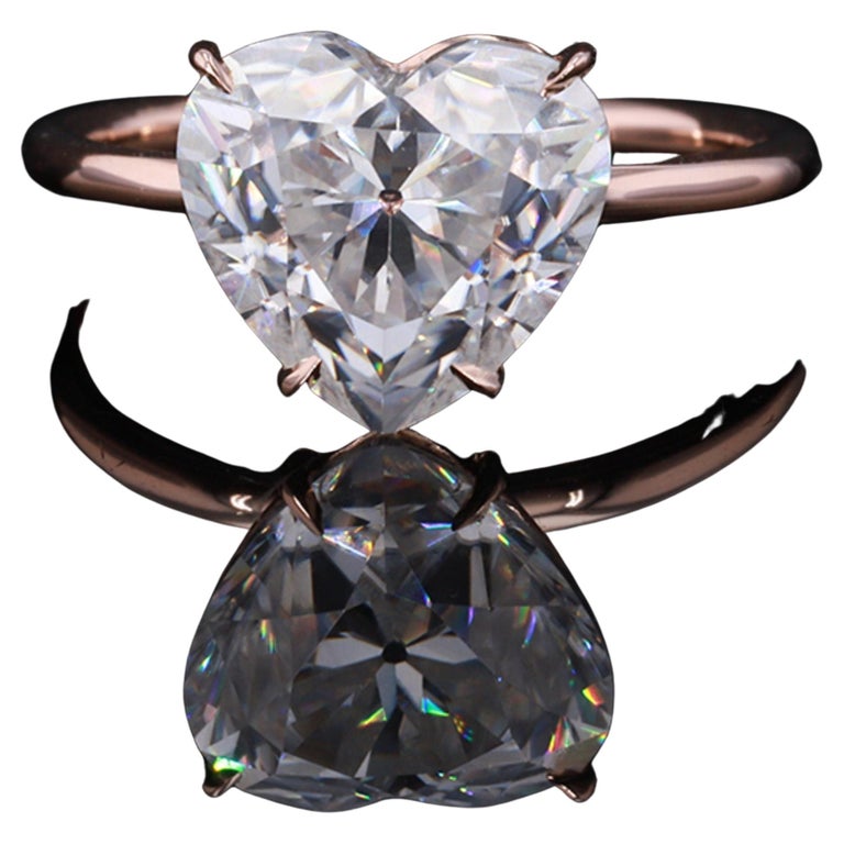 Customizable 18K Rose Gold Dainty Heart Shape Minimalist Diamond ...