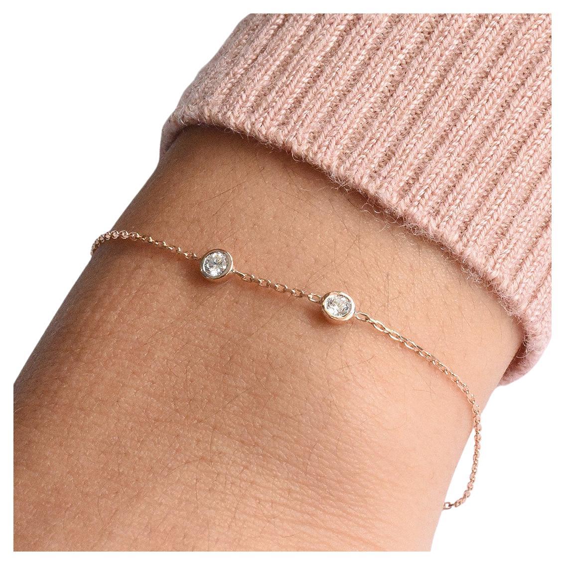 18K and 1.65 cts White Border Spectrum Rose Gold and Diamonds Bracelet ...