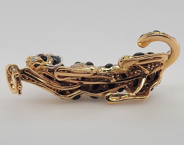 18K Rose Gold Diamond Black Onyx Ruby Tiger Pendant, One Piece For Sale ...