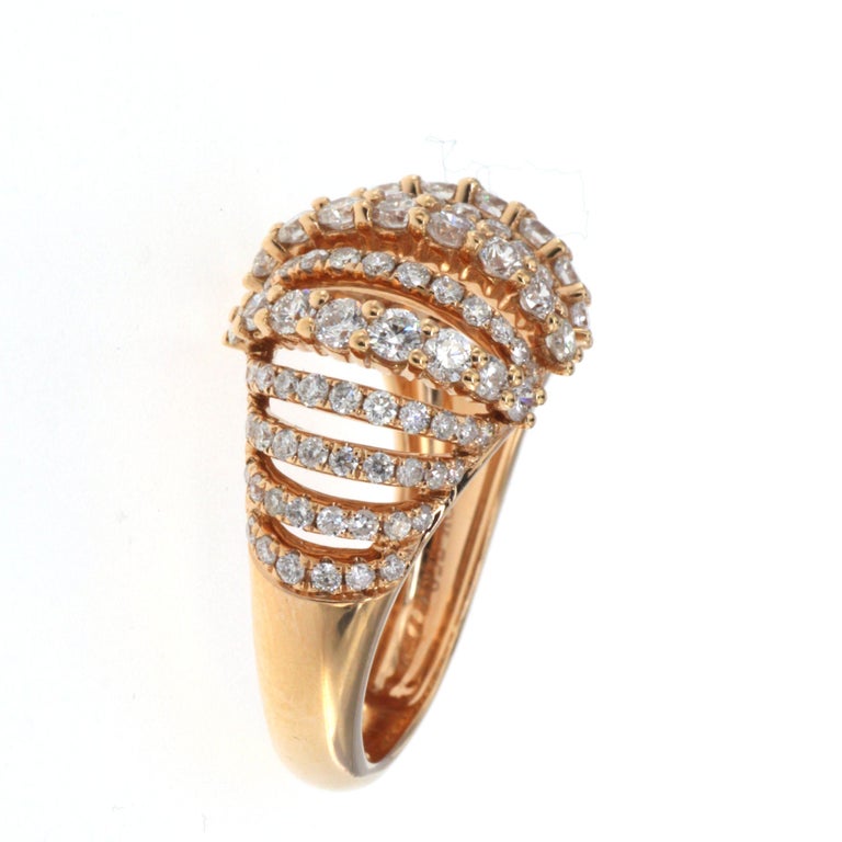 18K Rose Gold Diamond Dome Ring For Sale at 1stDibs