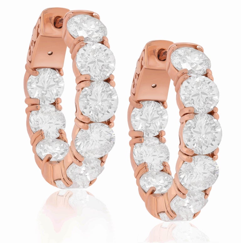 18K Rose Gold Diamond Earrings For Sale at 1stDibs