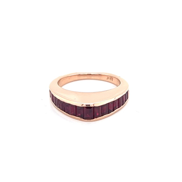 18k Rose Gold Egg Ring with Ruby Baguettes Approx. 1.7 tct For Sale at ...