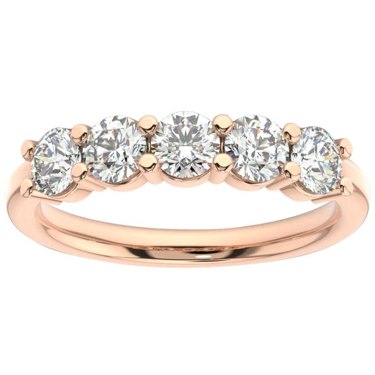 18K Rose Gold Helena 5-Stone Diamond Ring '1 Ct. tw' For Sale at 1stDibs