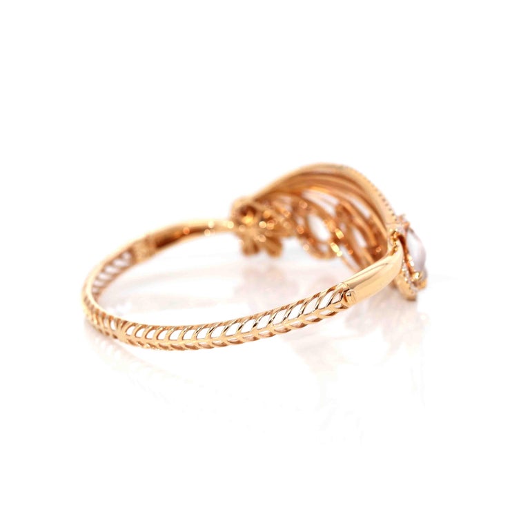 18k Rose Gold Ice Jadeite Jade Phoenix Bracelet Bangle and Diamonds 'High Jewelry' For Sale at ...