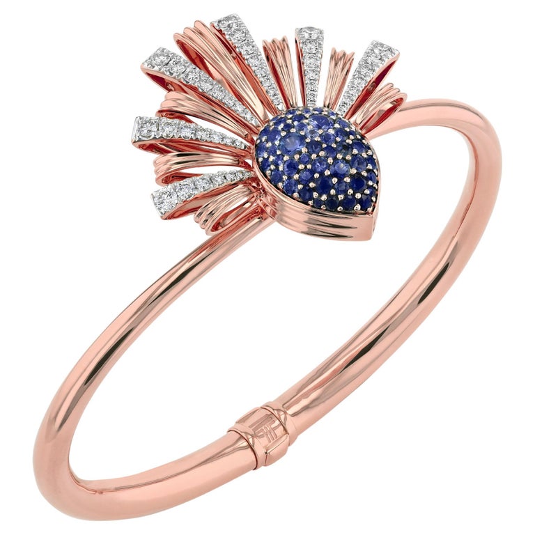 TOKTAM 18k Rose Gold Modern Kahkeshan Sky Diamond Blue Sapphire Hinge ...