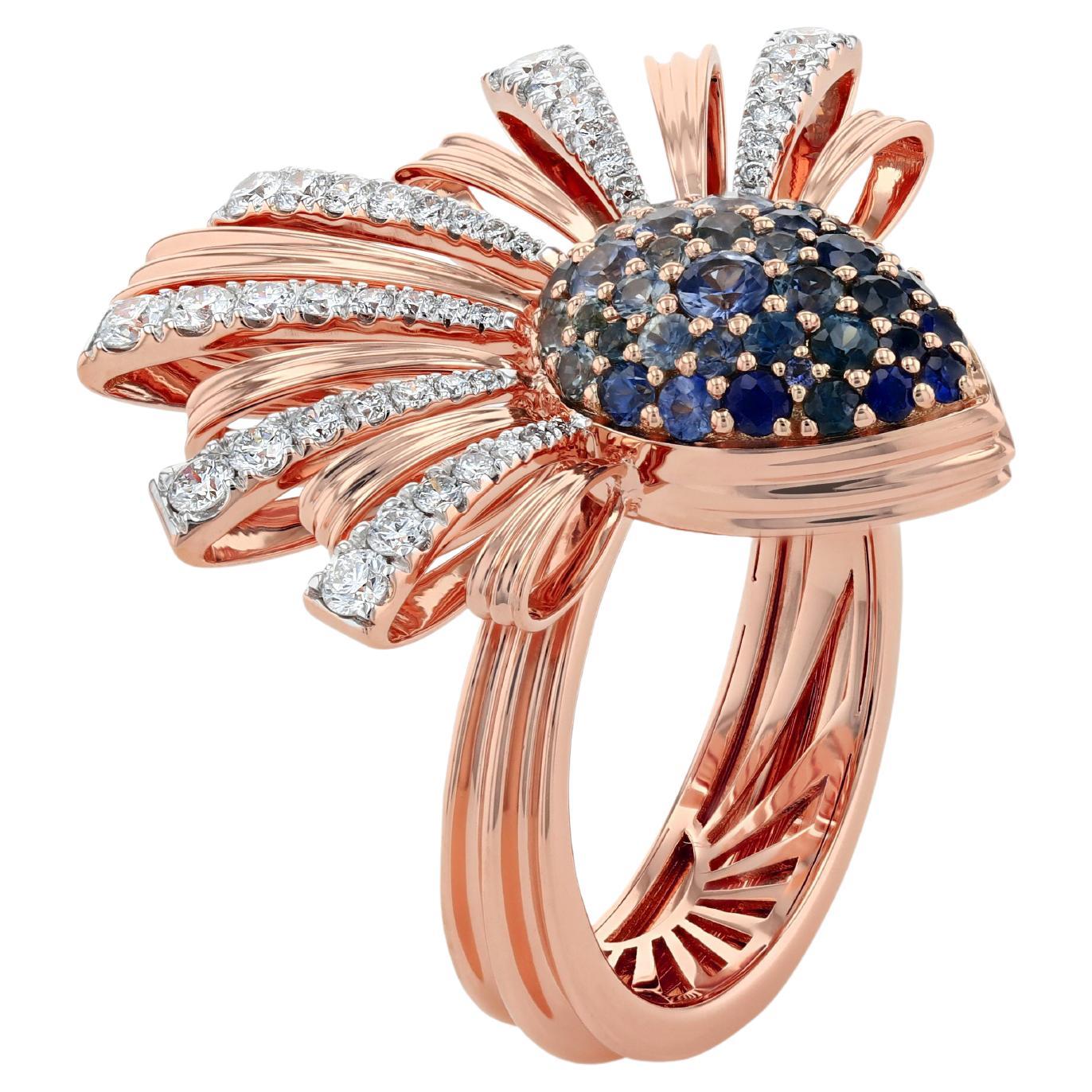 Customizable TOKTAM 18k Yellow Gold Modern Kahkeshan Sky Diamond Blue ...