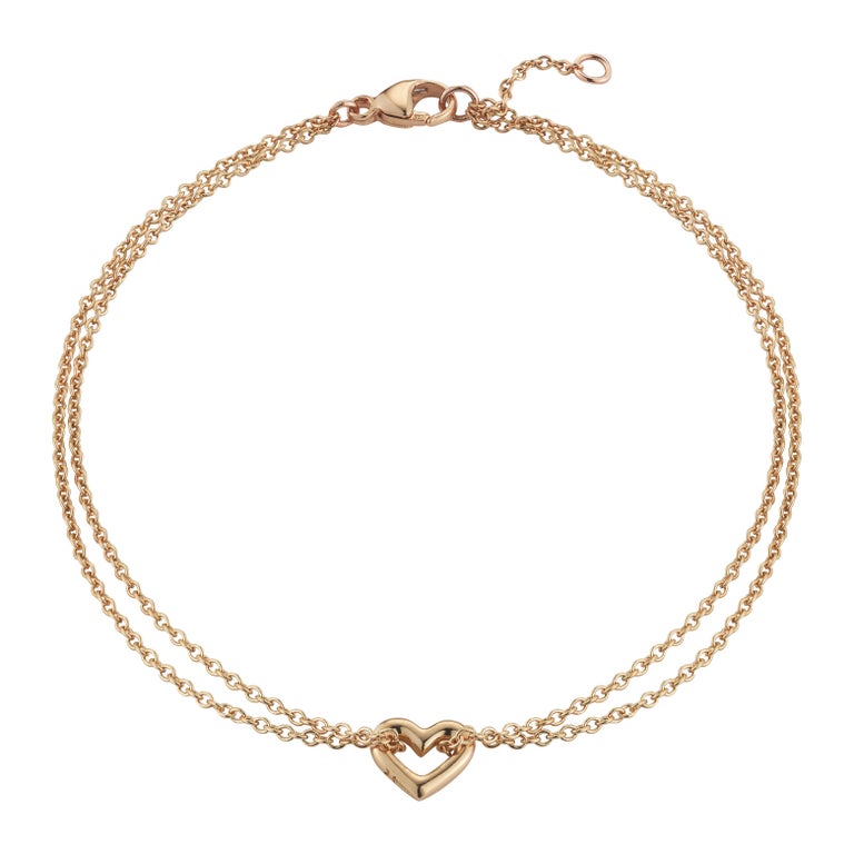 18 Karat Rose Gold Open Heart Bracelet For Sale at 1stDibs