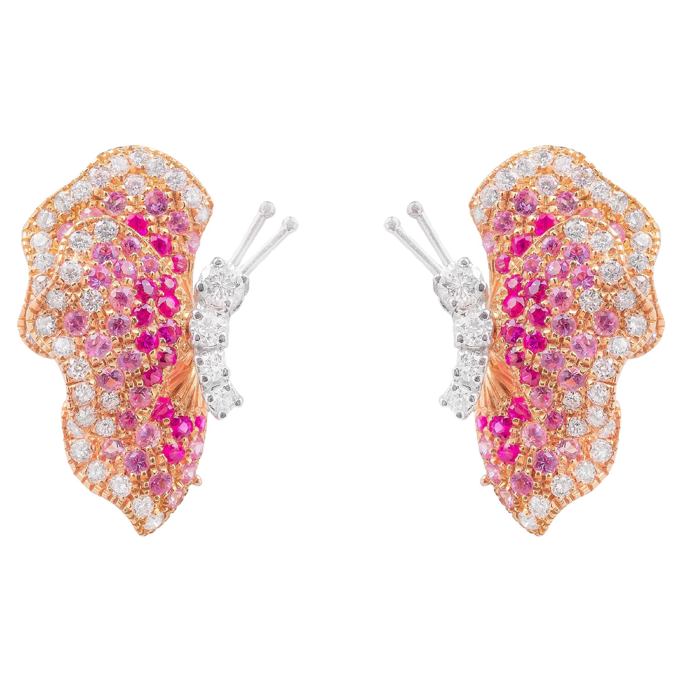 Roberto Coin Rose gold Pink enamel and Diamonds Flower Earrings. at ...