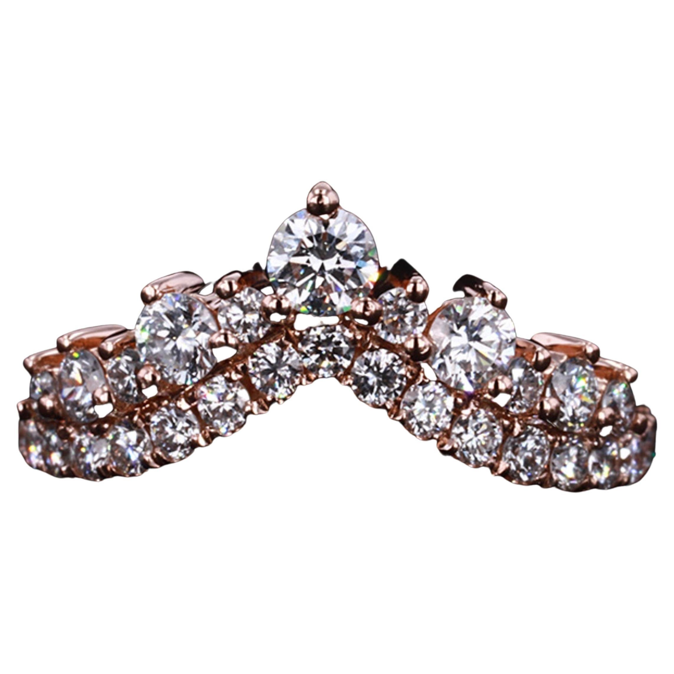 Customizable Round Cut Diamond Wedding Band with 18K Rose Gold For Sale ...