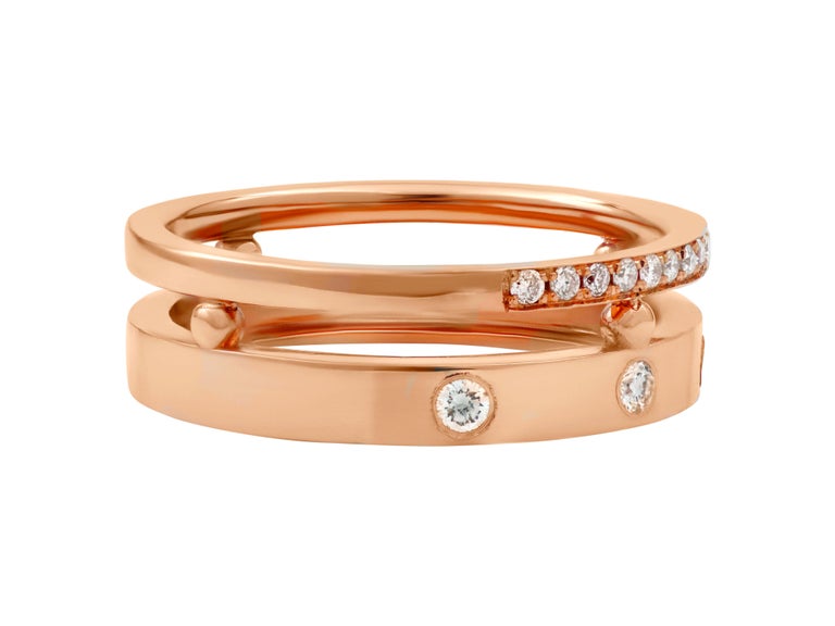 18k Rose Gold Ring with Brilliant Diamonds For Sale at 1stDibs