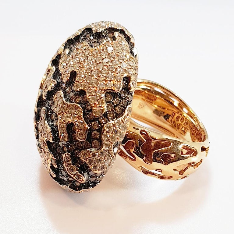 18 Karat Rose Gold Ring with Diamonds For Sale at 1stDibs