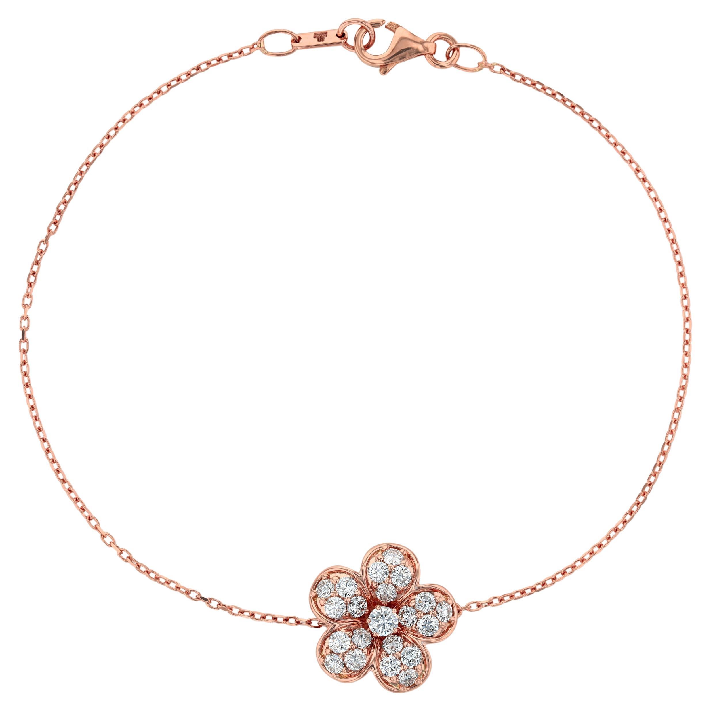 Garrard 'Tudor Rose' 18 Karat Rose Gold Round White Diamond Bracelet ...
