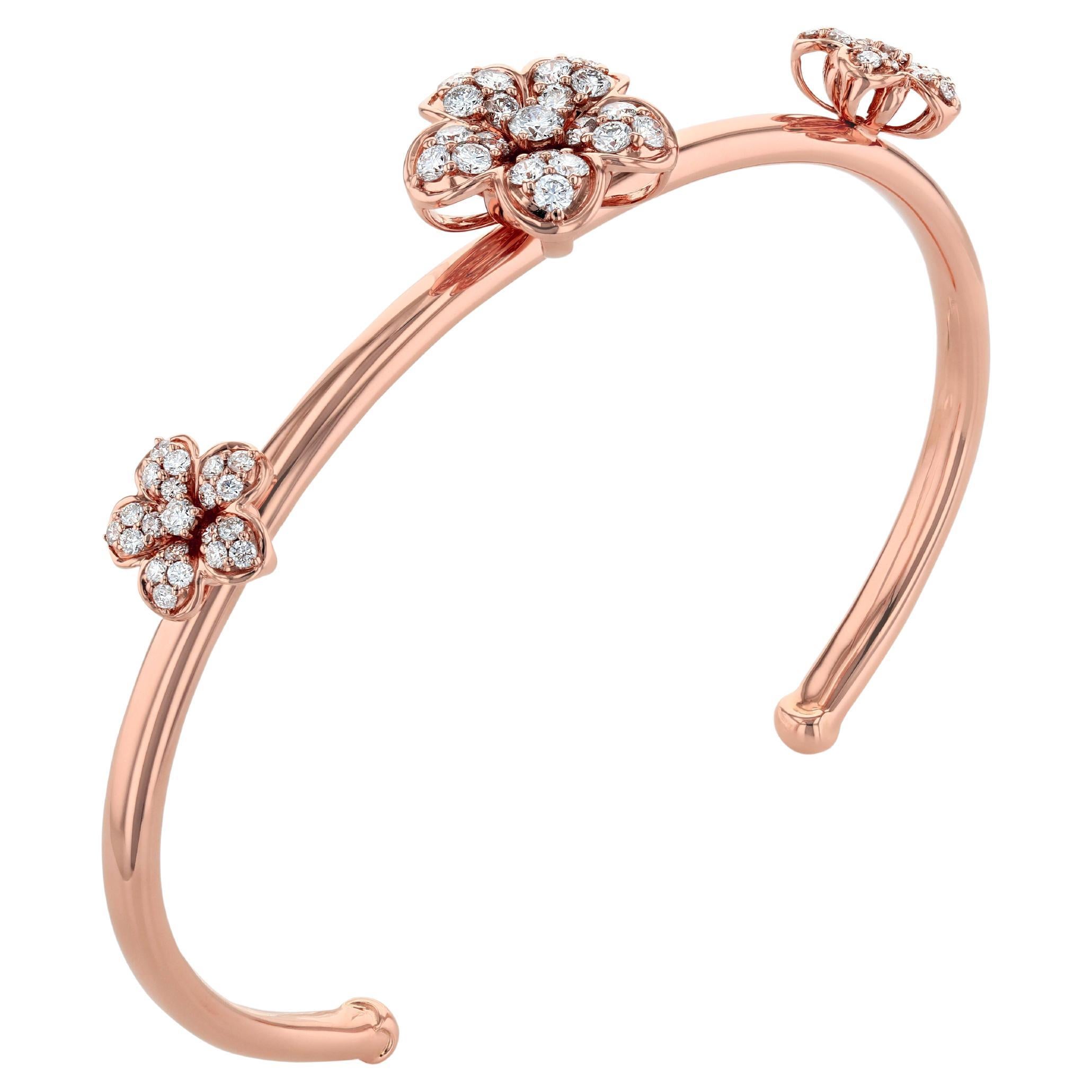 18k Rose Gold Art Deco Style Cuff Bracelet For Sale at 1stDibs