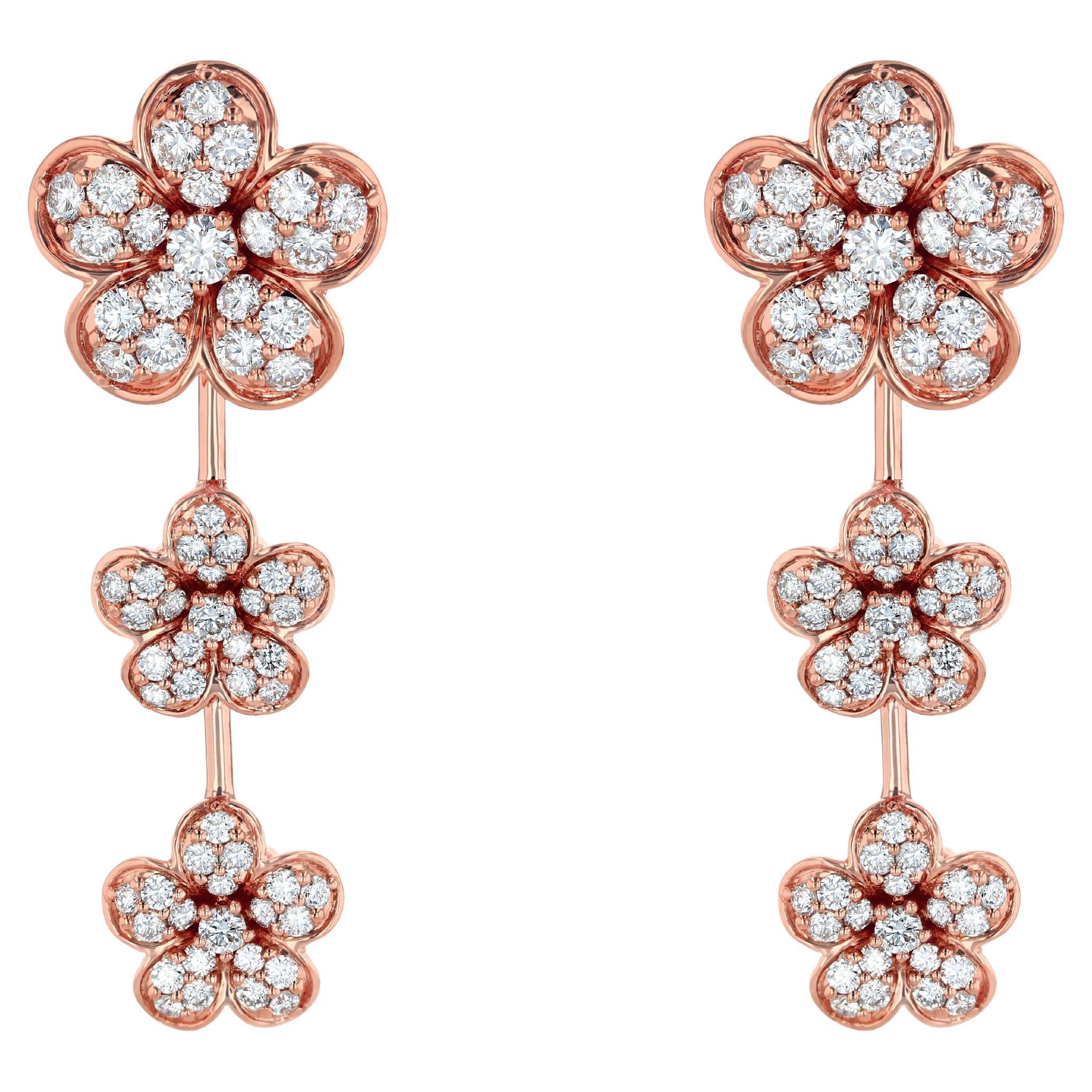 Victorian Diamond Rose Gold Dangle Earrings at 1stDibs