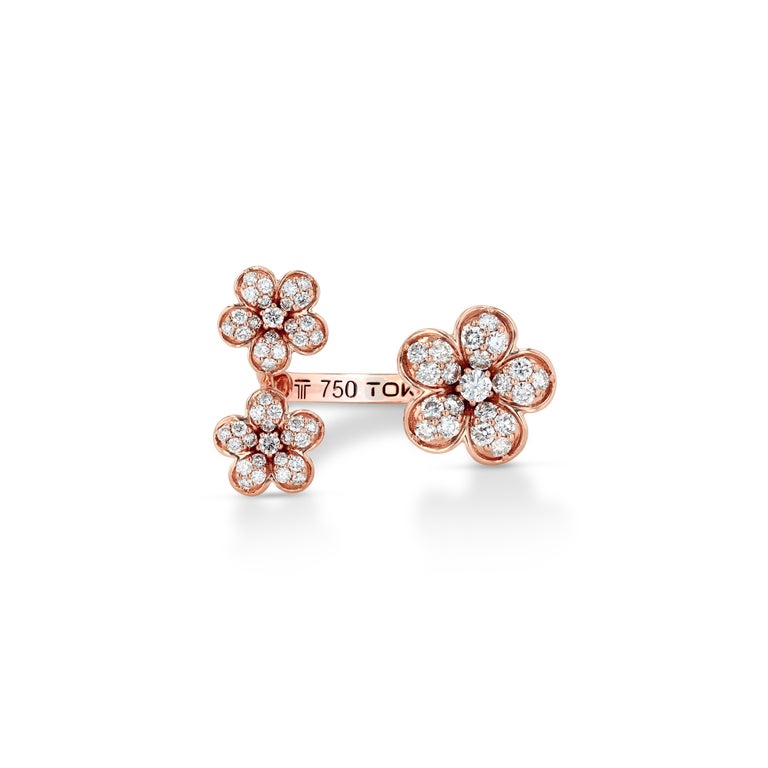 Customizable TOKTAM 18k Rose Gold Romantic Diamond Open Shank Rose Ring ...