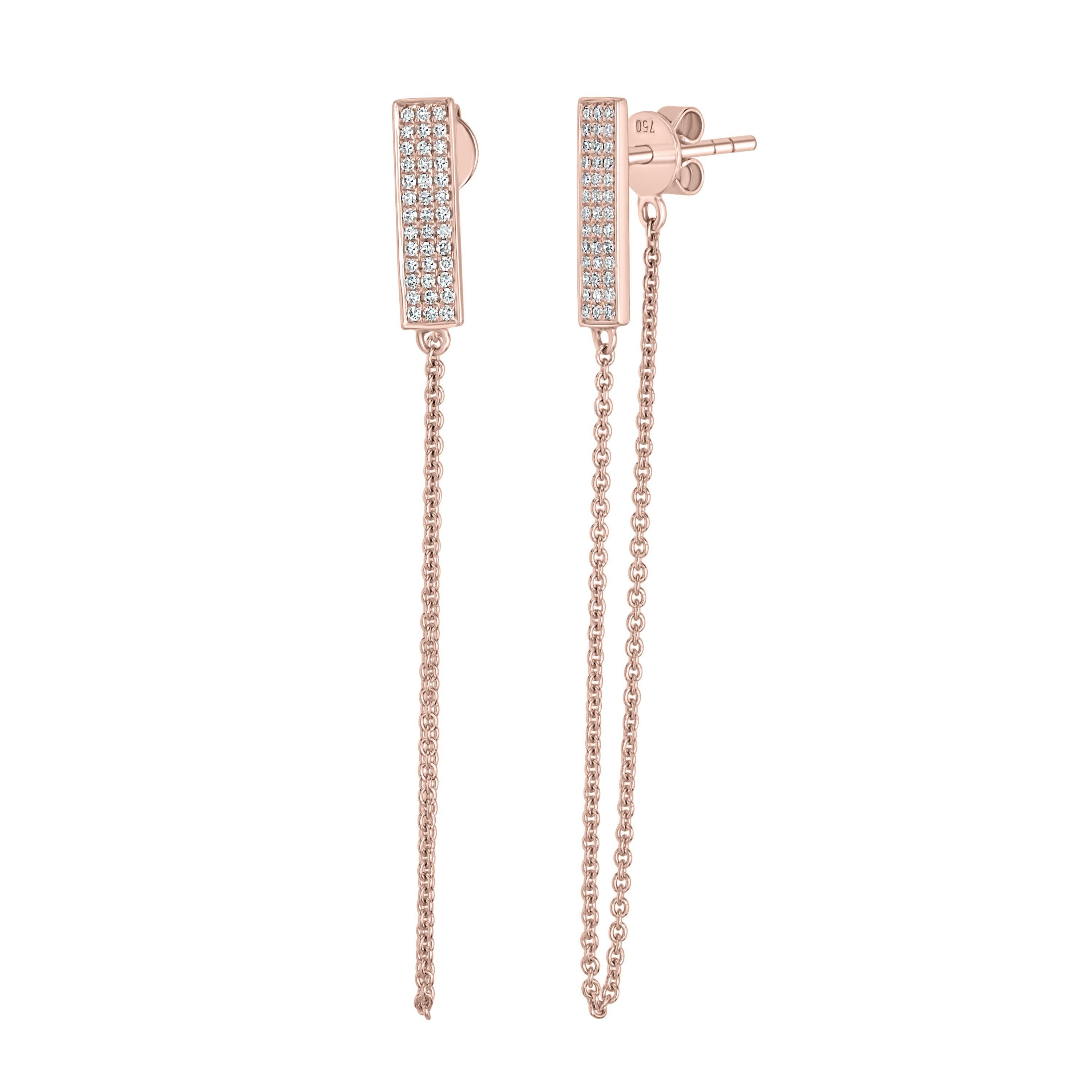 Luxle Round Single Cut Pave Diamond Hoop Earrings in 18k Rose Gold For ...