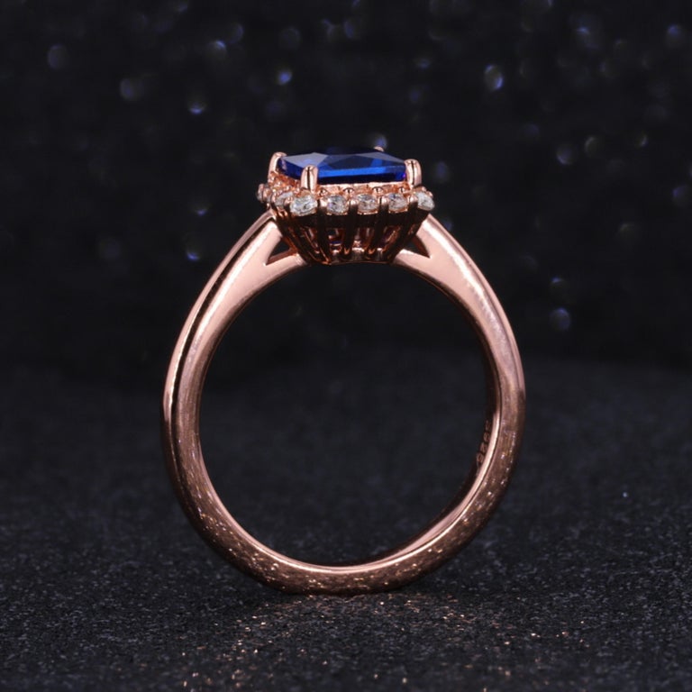 Customizable 18K Rose Gold Sapphire Wedding Ring, Antique Sapphire ...