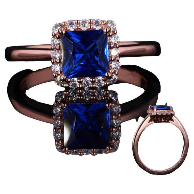 Customizable 18K Rose Gold Sapphire Wedding Ring, Antique Sapphire ...