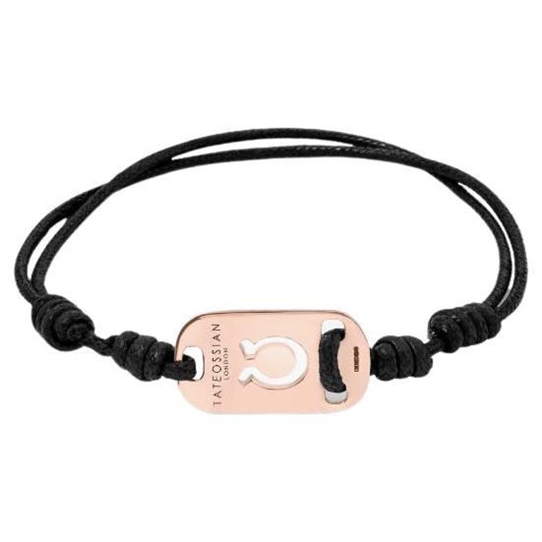 18K Rose Gold Taurus Bracelet with Black Cord For Sale at 1stDibs