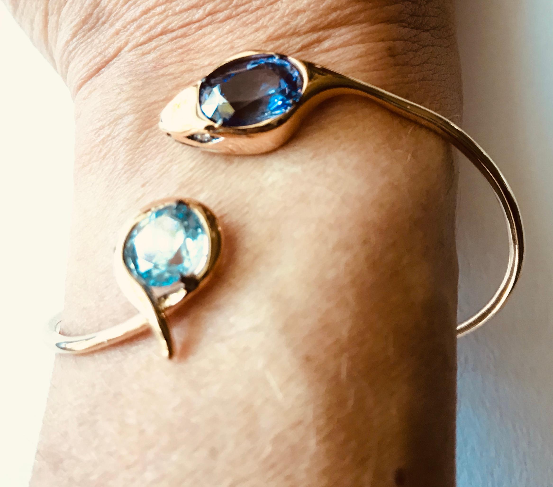 18K Rose Gold, Topaze, Tanzanite and Diamonds Snake Bracelet by ...