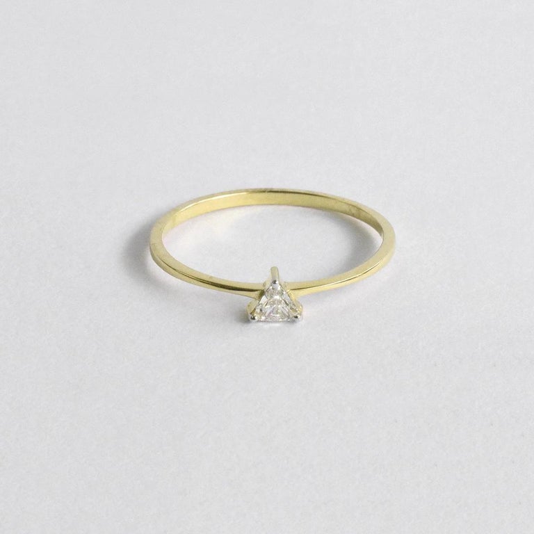 Customizable 18k Rose Gold Triangle Shape Brilliant Cut Diamond Ring ...