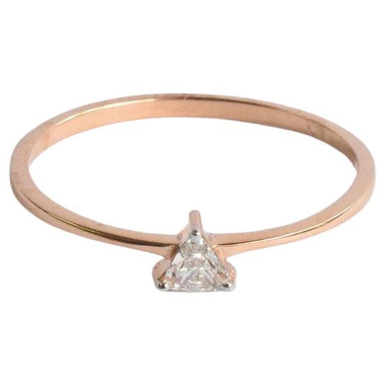 Customizable 18k Rose Gold Triangle Shape Brilliant Cut Diamond Ring ...