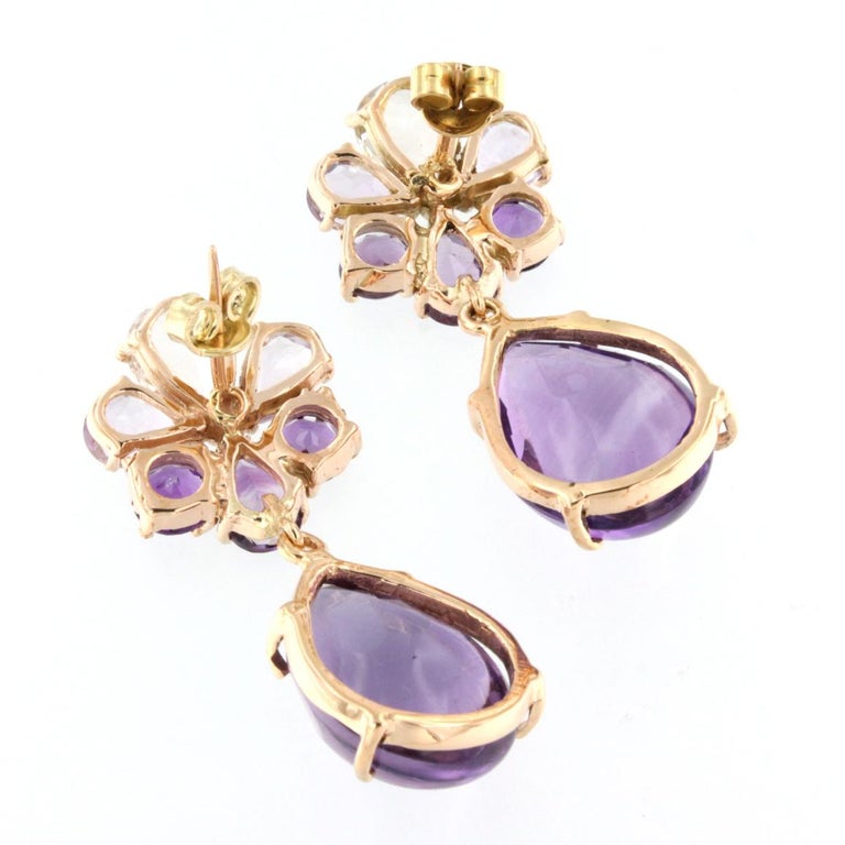 18 Karat Rose Gold with Amethyst and Prasiolite Earrings For Sale (Free ...