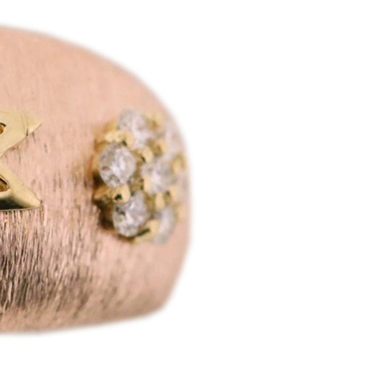 Customizable 18K Rose and Yellow Gold Flower Openwork Diamond Dome Ring ...