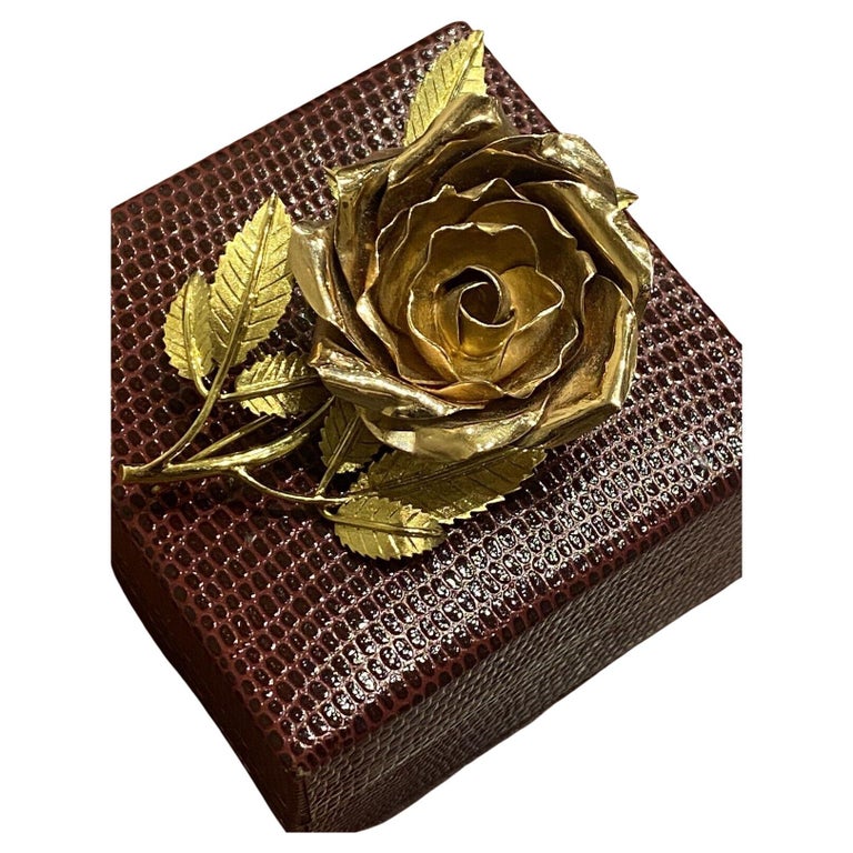 18k Rose and Yellow Gold Rose Shaped Brooch by Laszlo Puzsar of ...