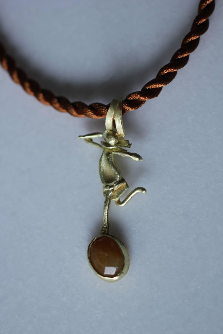 Orange Sapphire 18K Gold Minimalist 'She' Pendant Necklace, AB Jewelry ...