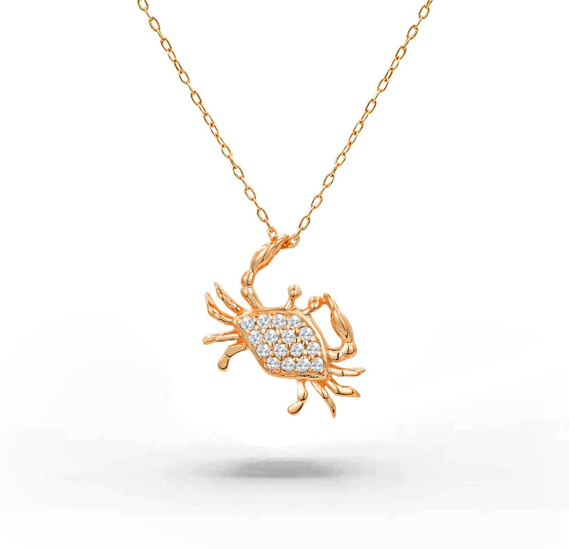 French 18K Yellow Gold Zodiac Cancer Charm Pendant For Sale at 1stDibs