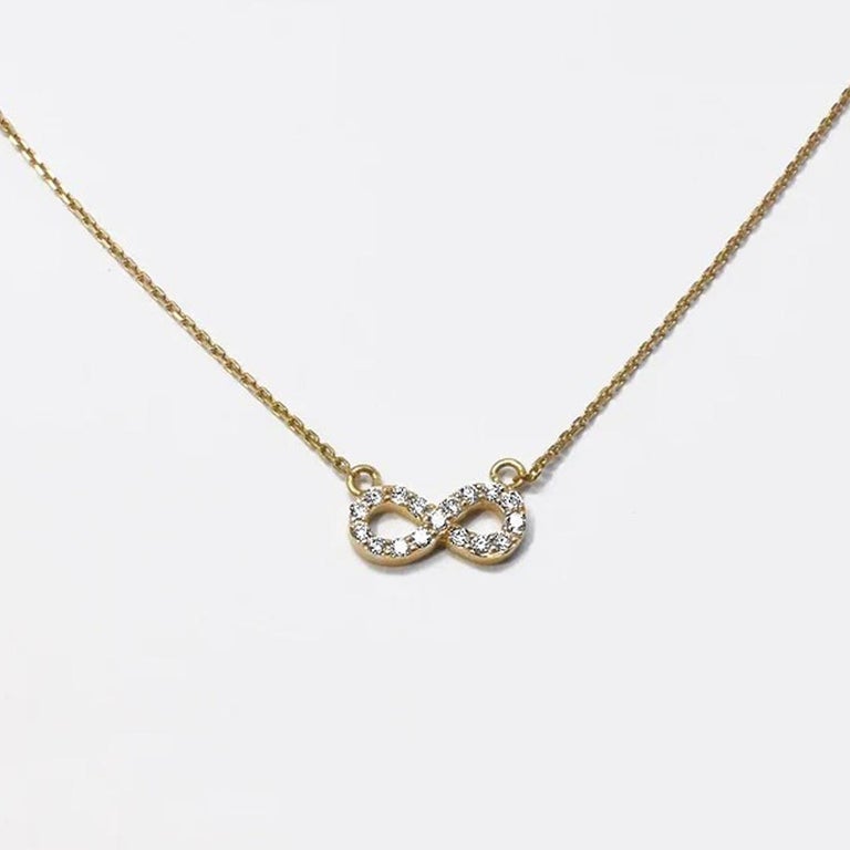 18k Solid Gold Diamond Infinity Necklace Infinity Symbol Necklace For ...