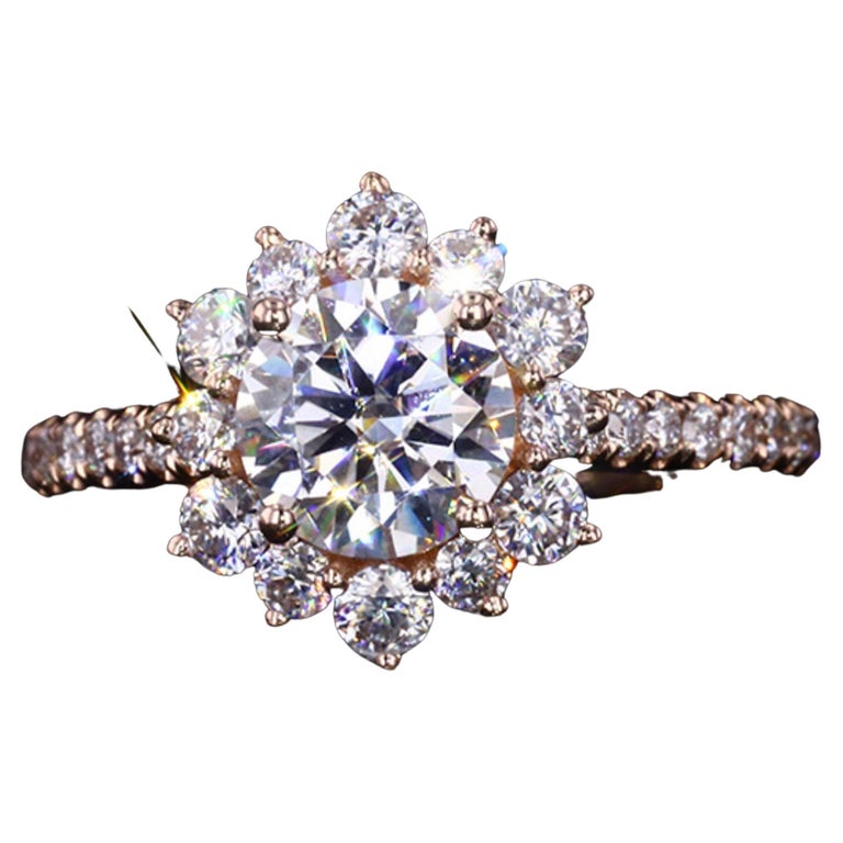 Customizable 18k Solid Gold Engagement Flowers Shape Grown Diamond ...