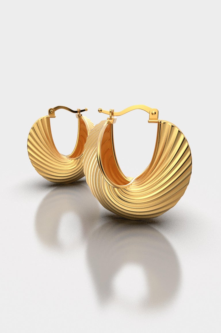 18K Solid Gold Hoop Earrings Designed and Crafted in Italy by Oltremare ...
