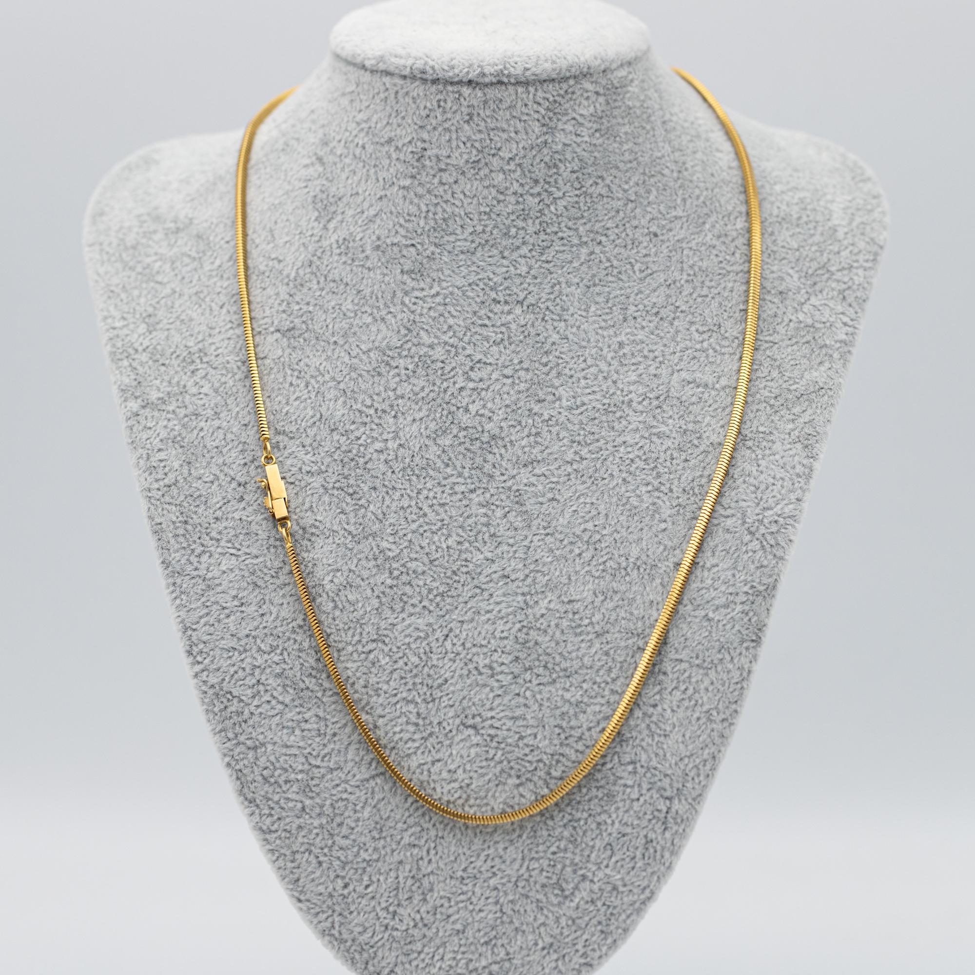 18K solid gold rectangular snake chain Necklace - 1960 Italian - Retro ...