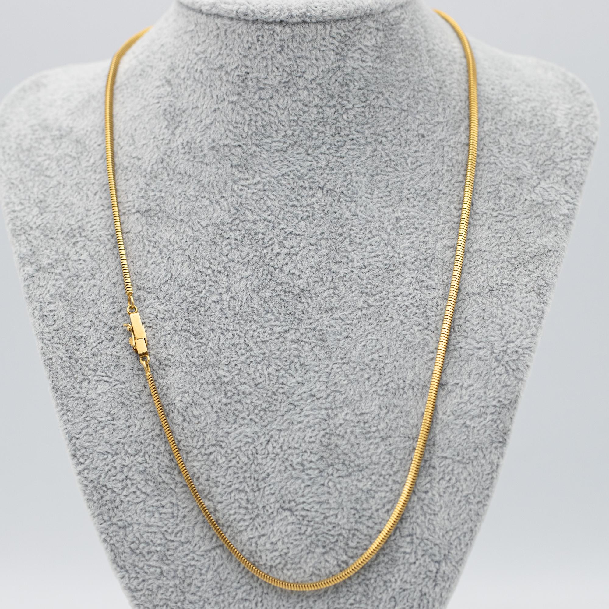 18K solid gold rectangular snake chain Necklace - 1960 Italian - Retro ...